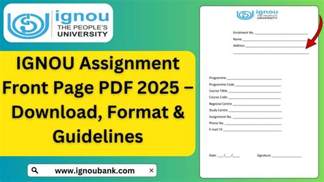 Ignou Assignment Front Page Pdf 2025 Download Format And Guidelines