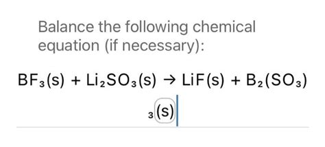 Solved Balance The Following Chemical Equation If