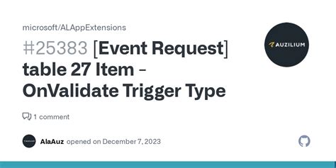 Event Request Table 27 Item Onvalidate Trigger Type · Issue 25383 · Microsoft