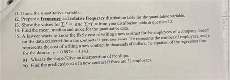 Solved 8 Name The Qualitative Variable 9 Prepare A