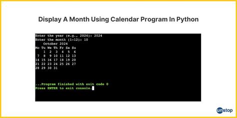 Calendar Program In Python Steps Explained With Examples Unstop