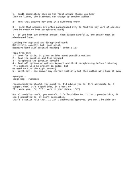Listening Tips For Answer Choices Pdf