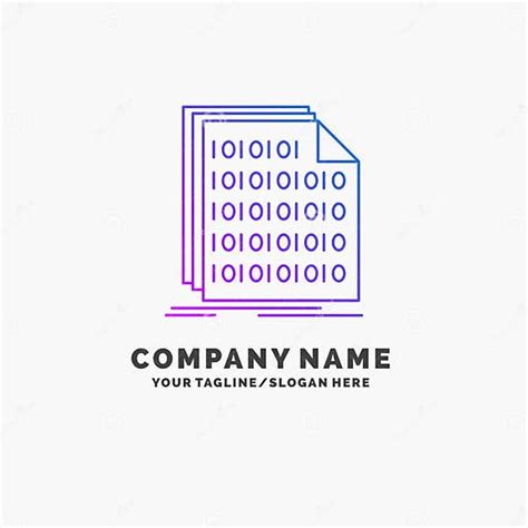 Binary Code Coding Data Document Purple Business Logo Template Place For Tagline Stock