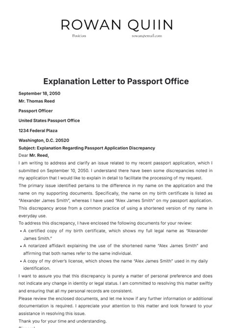 Free Explanation Letter To Passport Office Template To Edit Online