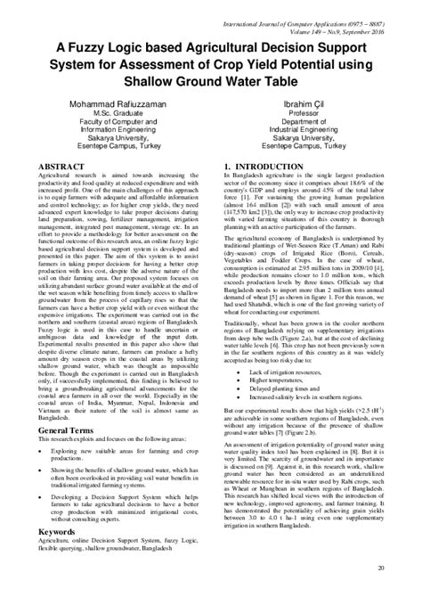 Pdf A Fuzzy Logic Based Agricultural Decision Support System For Assessment Of Crop Yield