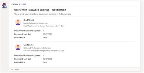 Post Users With Expiring Passwords As Microsoft Teams Message With Powershell The Lazy