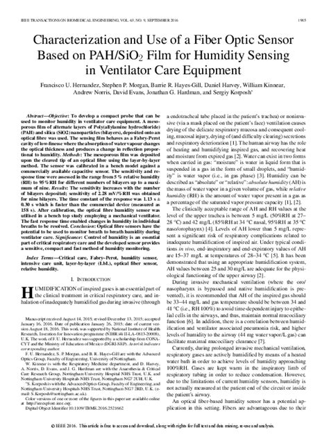 Pdf Characterization And Use Of A Fiber Optic Sensor Based On Pah Sio2 Film For Humidity