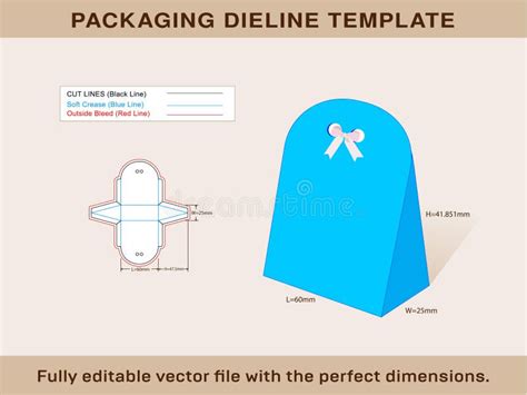 T Bag Party Favor Box Dieline Template Stock Vector Illustration