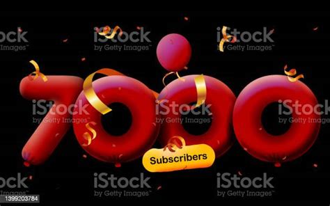 7k 추종자가있는 배너는 3d 빨간색 풍선과 다채로운 색종이 형태로 감사합니다 벡터 일러스트 레이 션 3d 숫자 소셜 미디어 7000 추종자 감사 3차원 형태에 대한 스톡