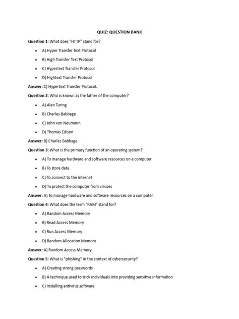 Question Bank For Tech Trivia Pdf Class Computer Programming
