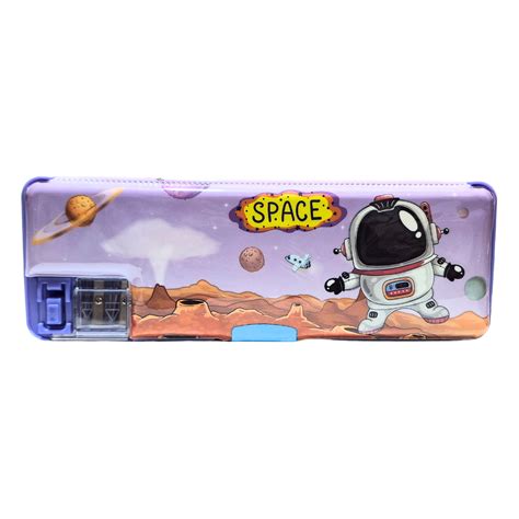 Cartuchera Astronauta Lila Imantada Con Tajador H3026 Fenix Import Perú