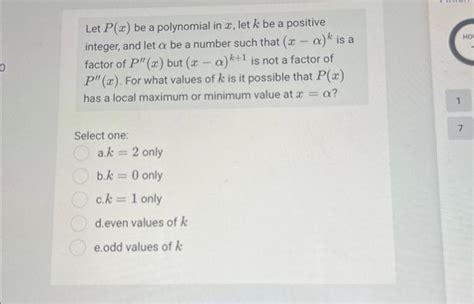 Solved Let Px Be A Polynomial In X Let K Be A Positive