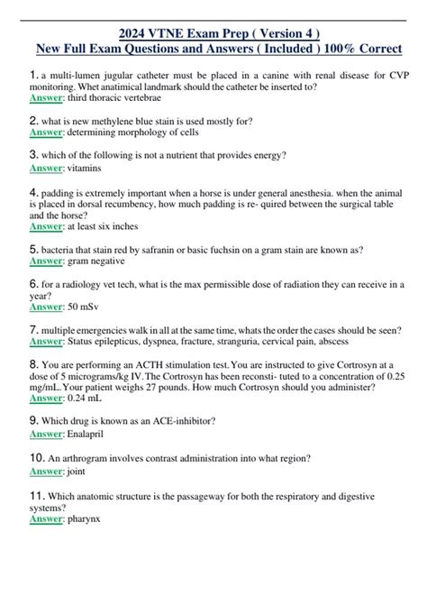 2024 Vtne Exam Prep Version 4 New Full Exam Questions And Answers Included 100 Correct