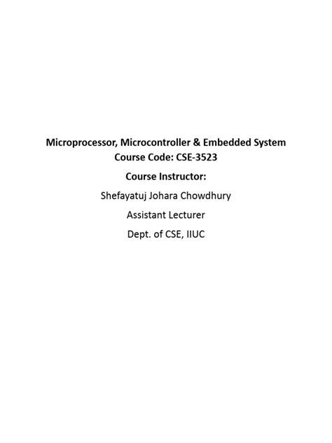 Microprocessor Microcontrollers And Embedded System Cse 3523 Shifat