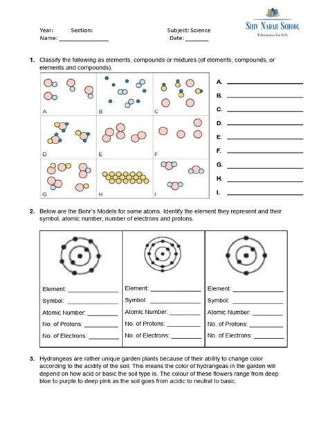 Chemistry Revision Worksheet Pdf