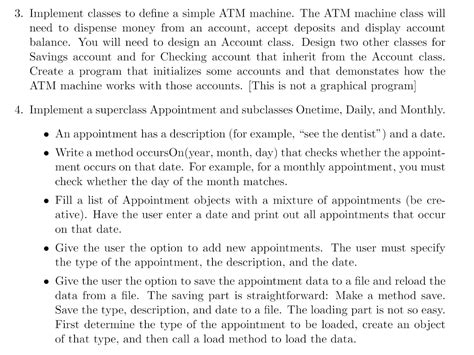 Solved 3 Implement Classes To Define A Simple Atm Machine