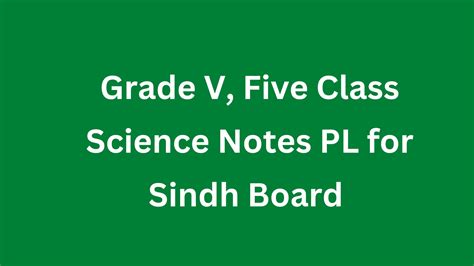 Science Primary Level Notes Class 5th Sindh Board Pdf