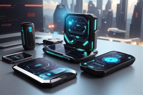 Premium Ai Image Design Electronic Device Mockups In A Futuristic Scifi Style For Techrelated