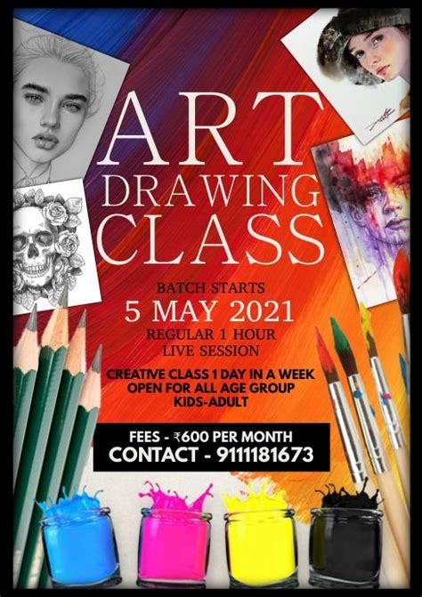Drawing Classes Online Template Art Class Posters Class Poster