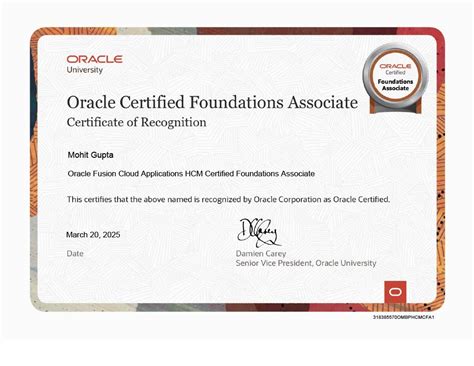 Oraclecertified Hcm Oraclecloud Certification Cloudtechnology… Mohit Gupta