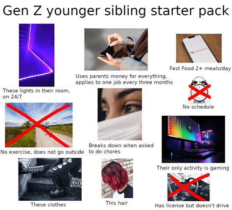 Gen Z Younger Sibling Starter Pack Rstarterpacks