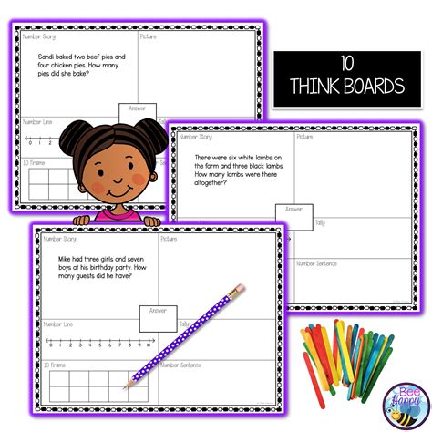 Addition Word Problems Sums Within 10 Result Unknown Think Boards And Posters Australian