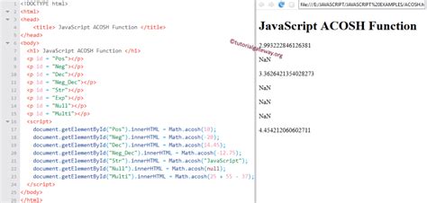 Javascript Acosh Function