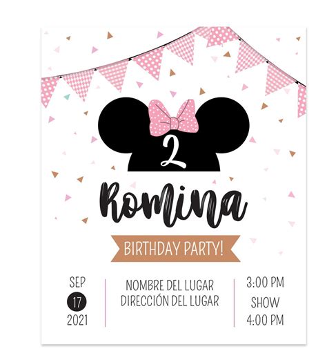 Minnie Mouse 2nd Birthday Party Invitation In Pink Artofit