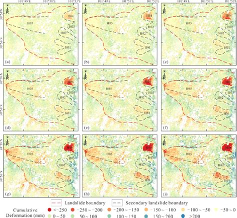 Cumulative Deformation At Different Times Calculated By Insar Los