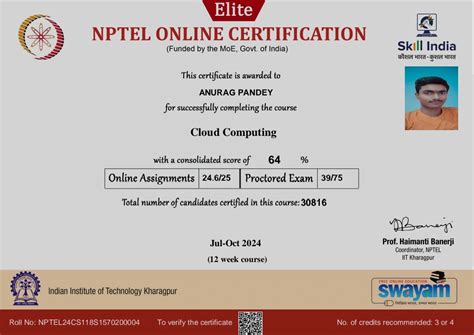 Cloudcomputing Nptel Certificate Learningneverstops Technology