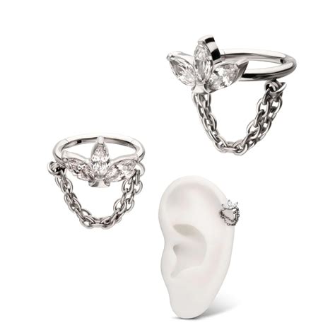 Titanium Marquise Fan Clicker With Dangle Chains