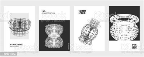 벡터 3d 선 구조 미래주의 개념 패턴 디자인 커버 템플릿 추상적인 배경 3차원 형태에 대한 스톡 벡터 아트 및 기타 이미지