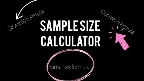 Sample Size Calculator Using Slovins Cochrans And Yamanes Formulas