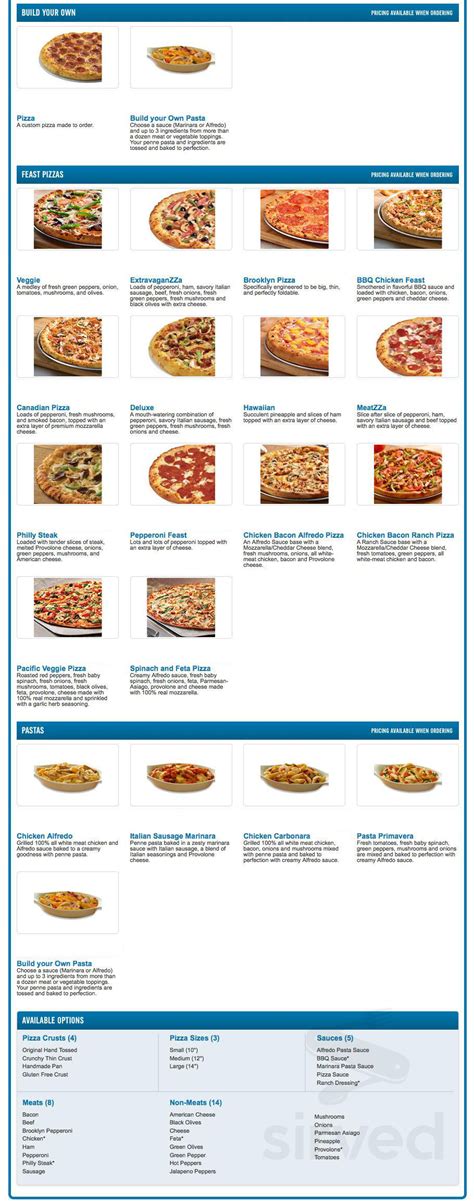 Menu For Dominos Pizza Saint John Nb Sirved