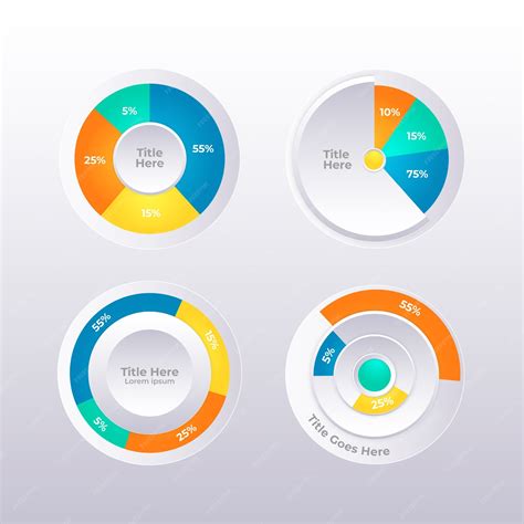 Premium Vector Gradient Charts And Graphs Collection Illustration