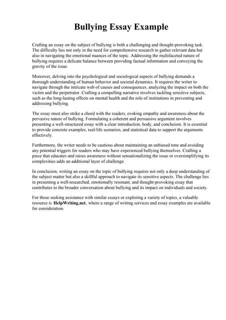 Essays Speech About Bullyingpdf Education