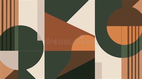 Overlapping Geometric Shapes In Brown And Green Tones Create A Modern And Minimalist Design