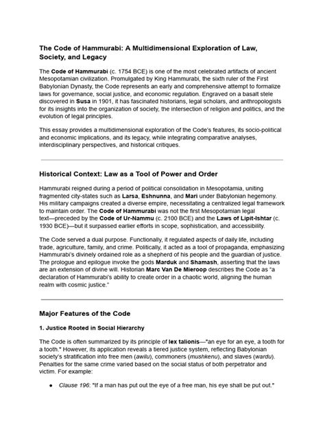 Code Of Hammurabi Pdf Hammurabi Justice