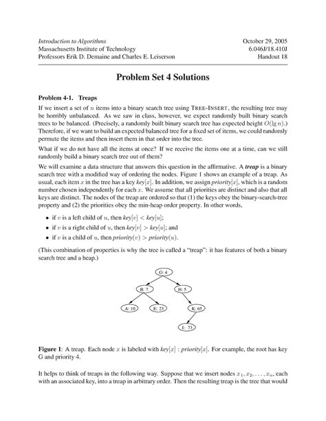 2005 Assign 4 Sol Mit Algorithm Cousre Some Problem Is Selected To