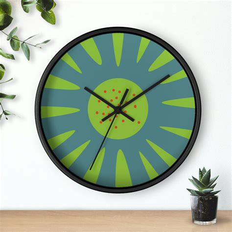 Retro Abstract Blue and Green Wall Clock MCM Wall Clock Funky Wall Clock Wall Décor Eclectic