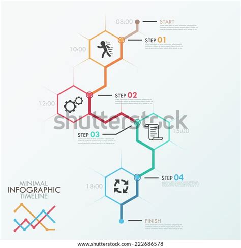 Minimal Infographics Timeline Template Polygons Icons 库存矢量图（免版税）222686578 Flow Chart Design