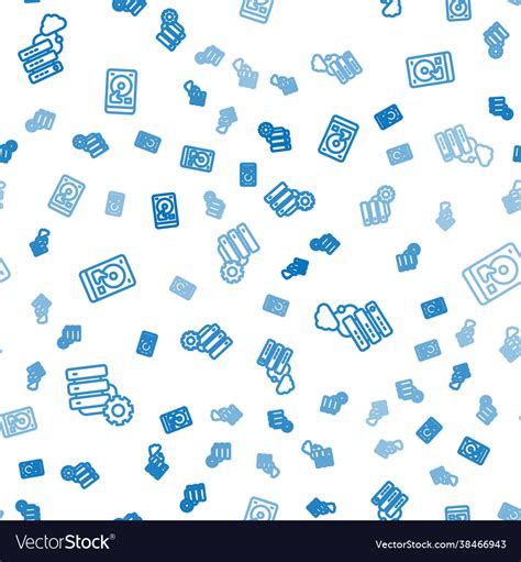 Set Line Server And Gear Network Cloud Connection Vector Image