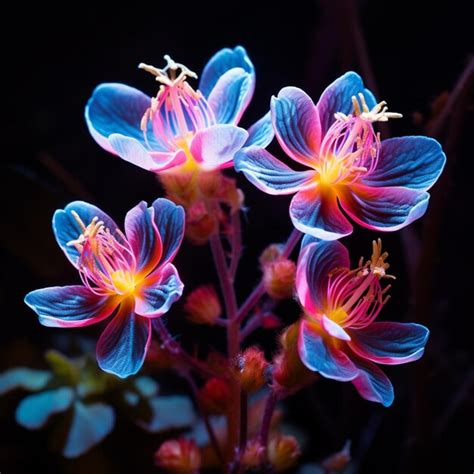 Premium Photo Generative Ai Crowfoot Marsh Flower Neon Color