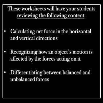 Calculating Net Force Worksheets By The Science Rainbow TPT