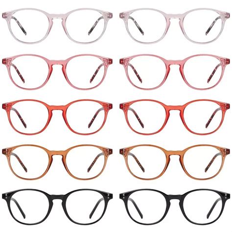 Reading Glasses Oval Round Pattern Design 10 Pack Women Men