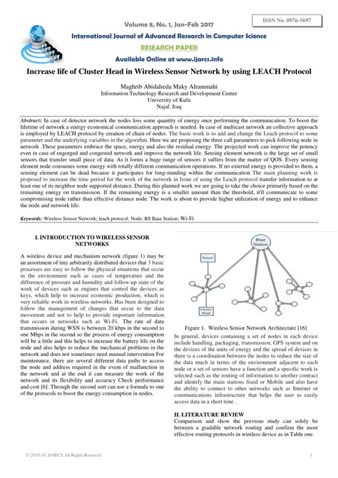 Pdf Increase Life Of Cluster Head In Wireless Sensor Network By Using Leach Protocol