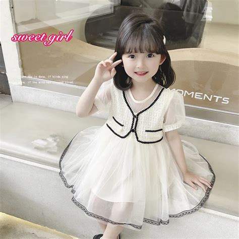 십대 소녀 드레스 여름 유행 어린이 반팔 드레스 아기 메쉬 공주 드레스 소녀 여름 드레스 신제품 Aliexpress