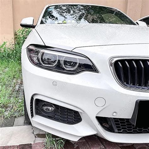 2pcs Front Bumper Lip Spoiler Fog Light Frames And Car Eyebrow For Bmw