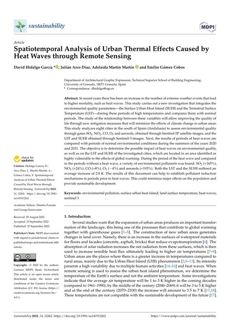 Pdf Spatiotemporal Analysis Of Urban Thermal Effects Caused By Heat Waves Through Remote Sensing