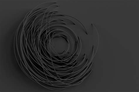 임의의 각도로 회전 하 고 빈 공간 3d 그림 주위에 프레임을 형성 하는 막대의 많은 검은 동그라미의 디지털 블랙 배경 개념에 대한 스톡 사진 및 기타 이미지 Istock